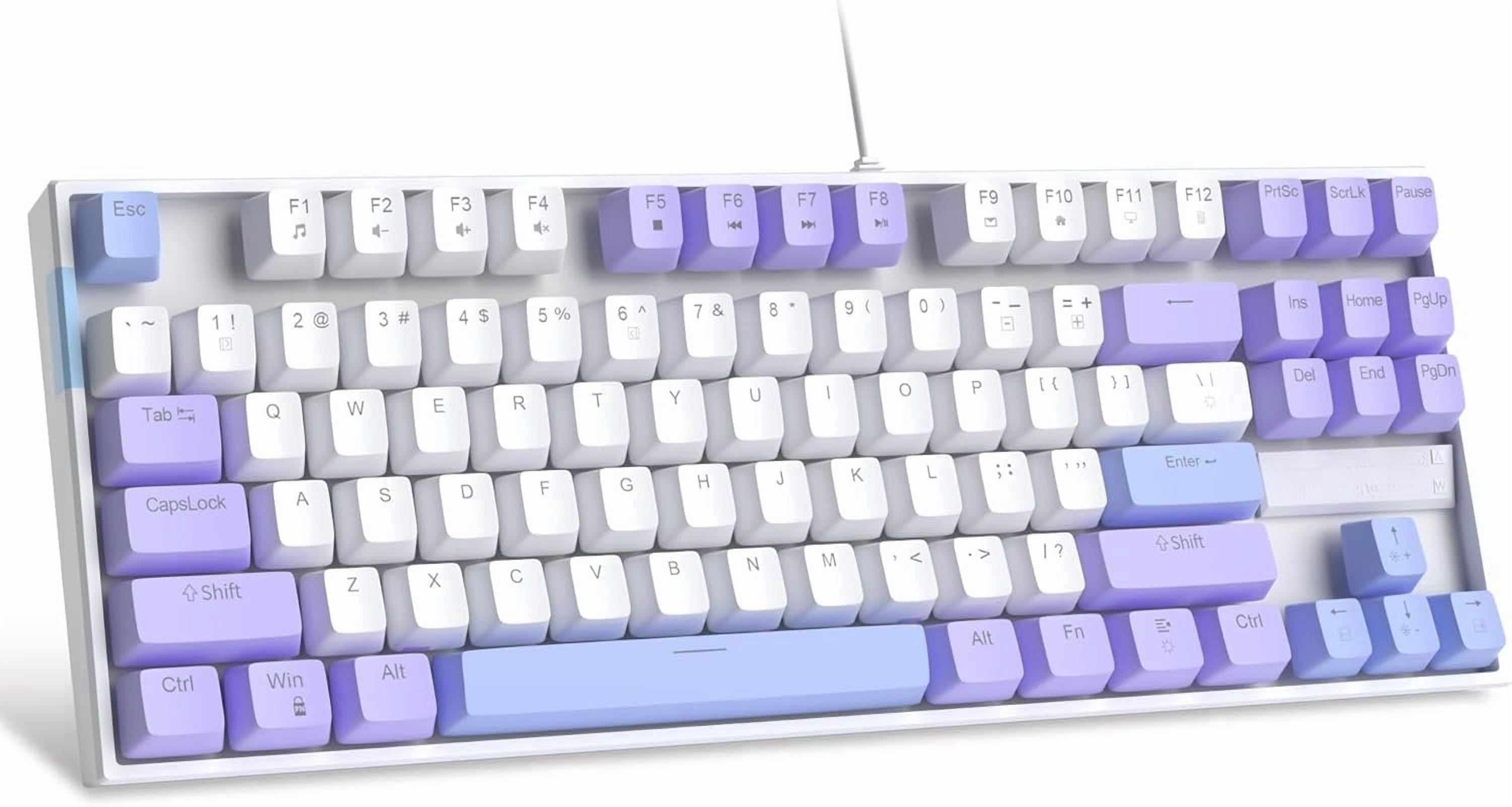 75% Mechanical Gaming Keyboard, Red , LED Blue Backlit, 87 Compact TKL ...