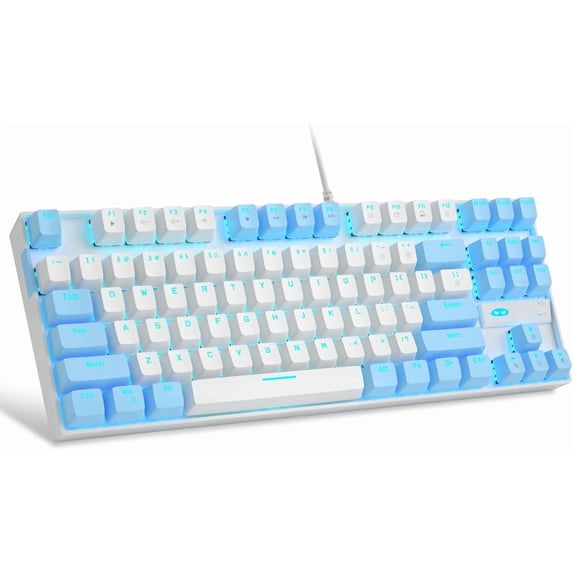 75% Mechanical Gaming Keyboard, Red , LED Blue Backlit, 87 Compact TKL ...