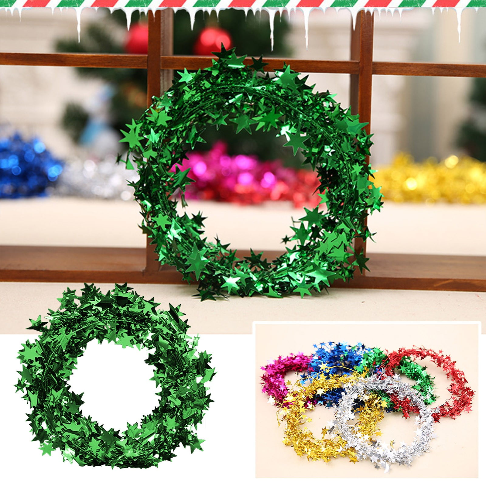 75 Meter Glittering Festive Wire Star Ornament for Holiday Tree and ...