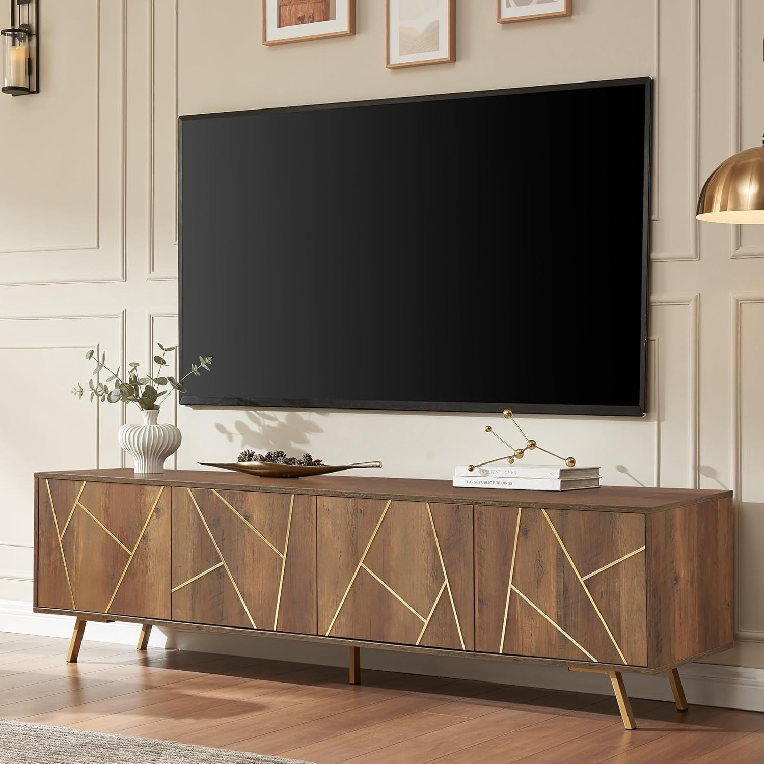 75" Modern TV Stand for TV, Wood Entertainment Center with Storage ...