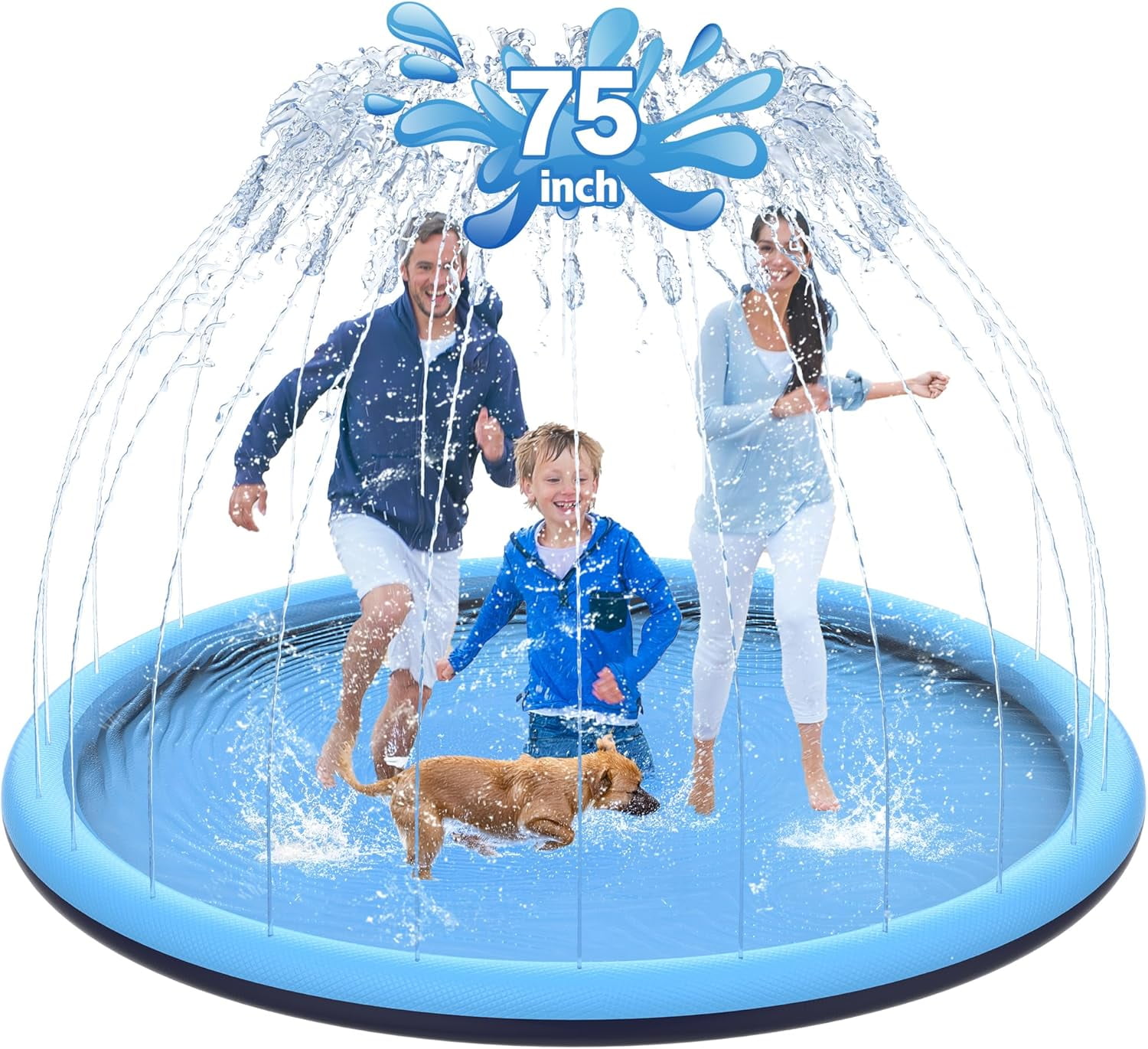 75" Non-Slip Splash Pad for Kids and Dog, Thicken Sprinkler Pool Summer ...