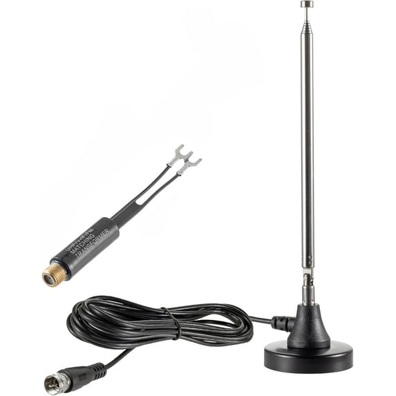 75 Ohm 300 netic Base FM Radio Telecopic Antenna with 10ft Coaxial ...