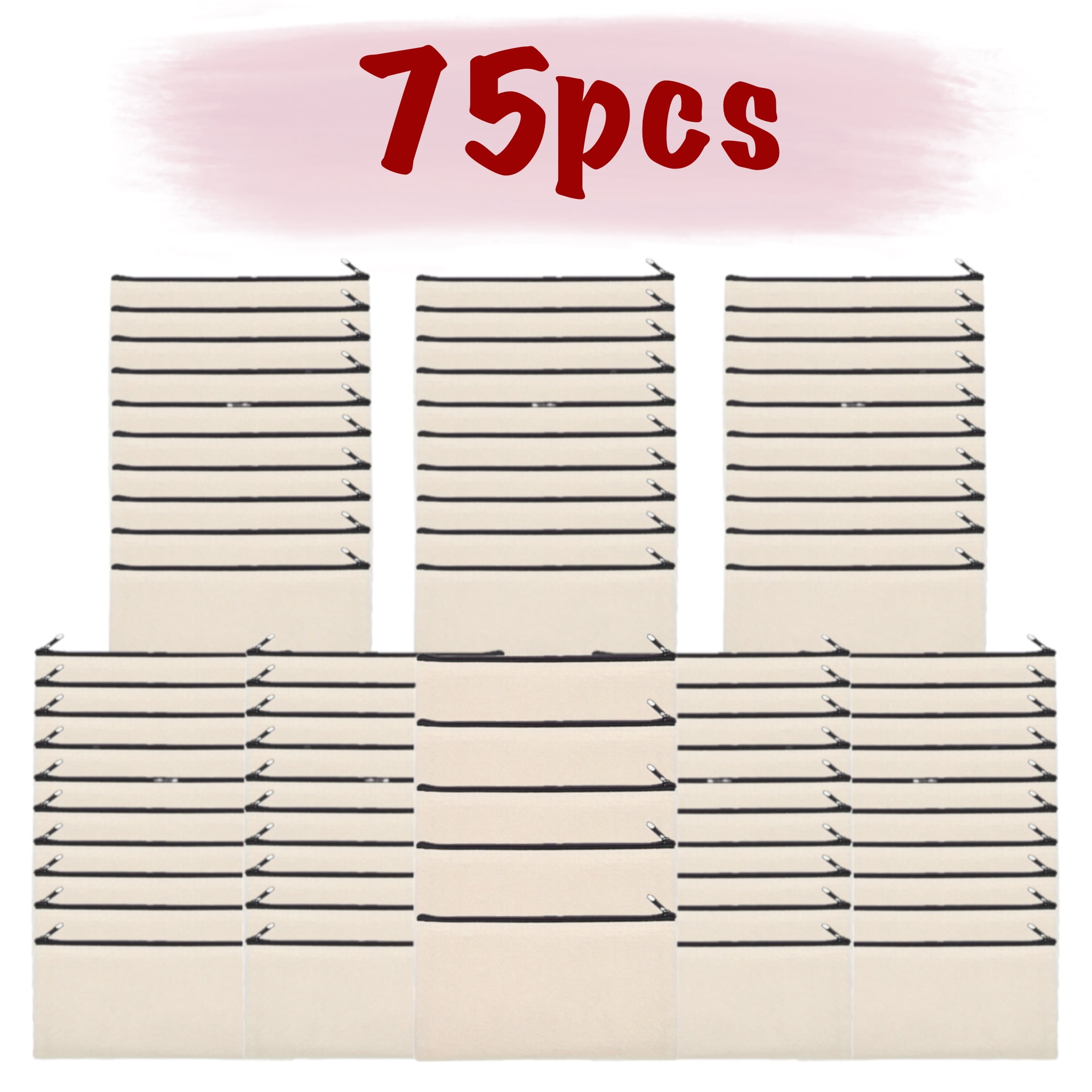 75 - Pack Beige Blank Canvas Zipper Pouches: Multipurpose for DIY ...