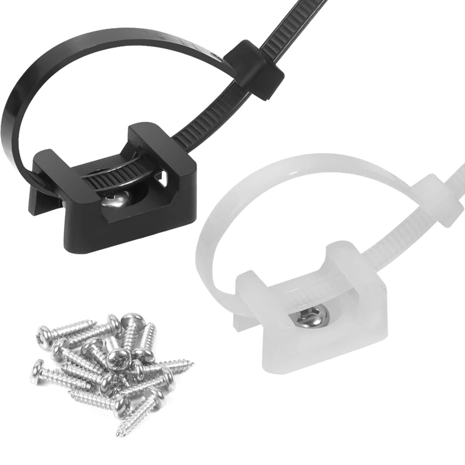 75 Pack Black White Cable Zip Tie Mounts and Fasteners - Walmart.com