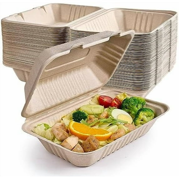 75 Pack Clamshell Take Out Food Containers, 100% Compostable To Go ...