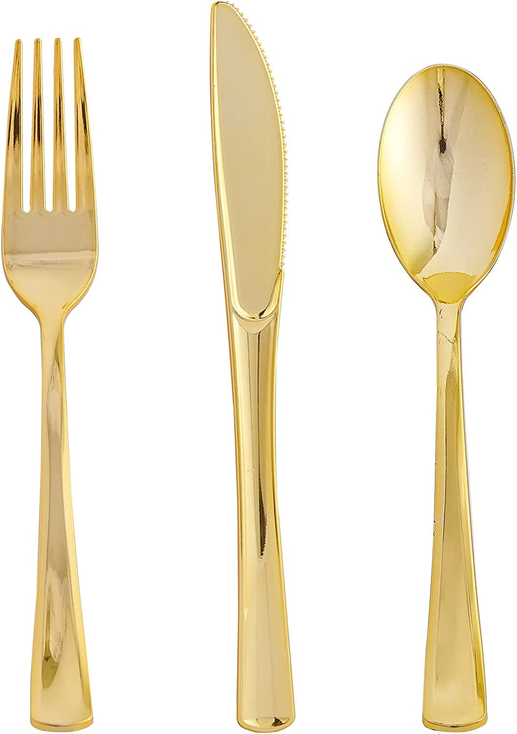 75 Pack Gold Plastic Silverware Disposable Cutlery Set - 25 Forks ...