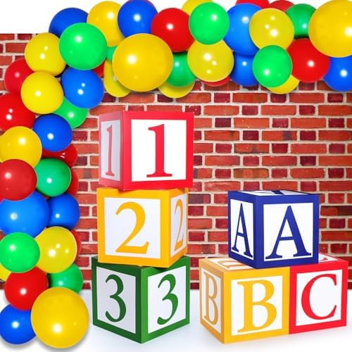 75 Pcs Abc Friend Street Party Set Colorful Boxes Balloons Arch Garland ...