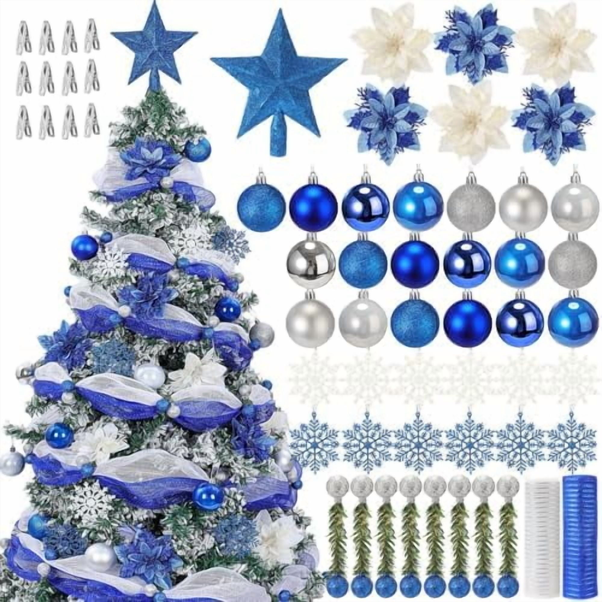 75 Pcs Christmas Tree Decoration Set Include Christmas Balls Ornament ...