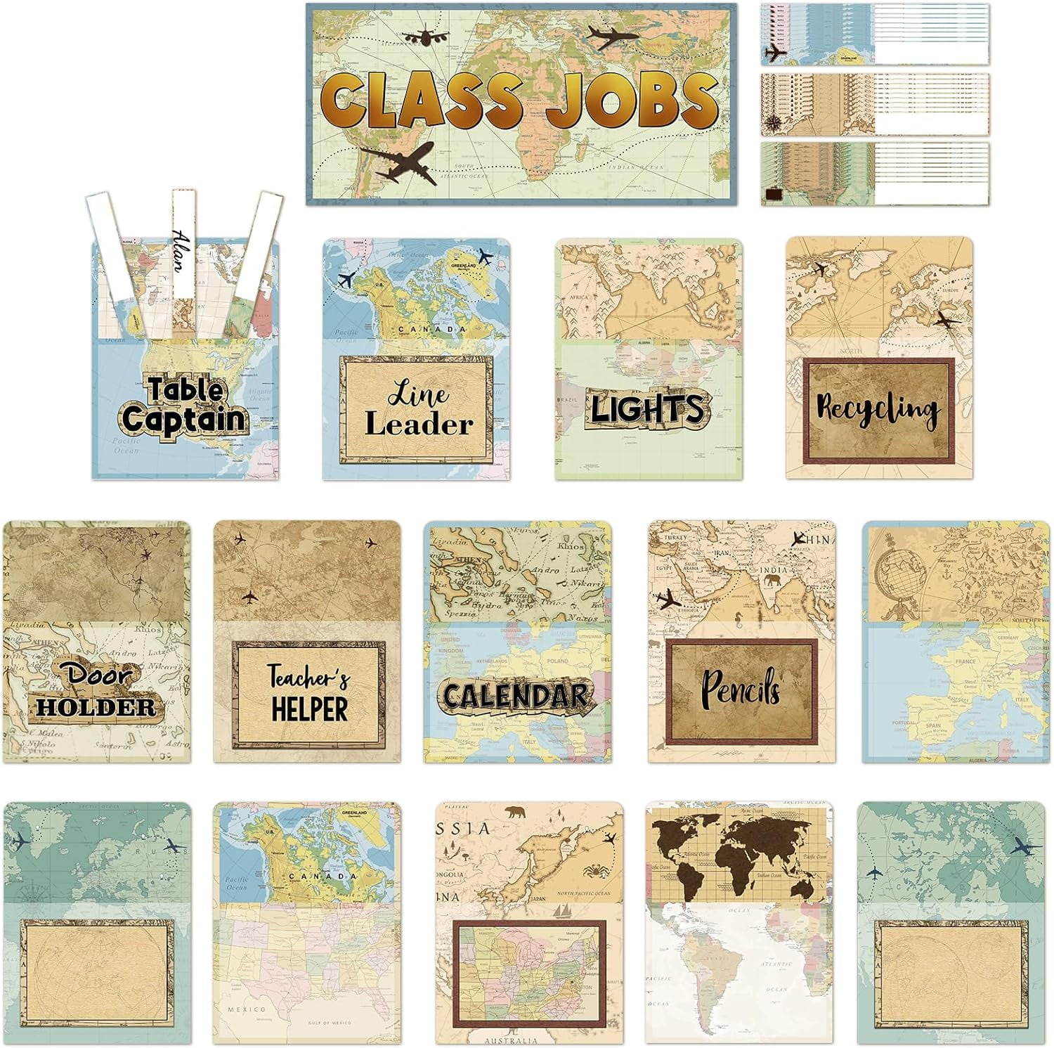 75 Pcs Classroom Jobs Cards Teacher's Helpers Bulletin Board Set Class ...