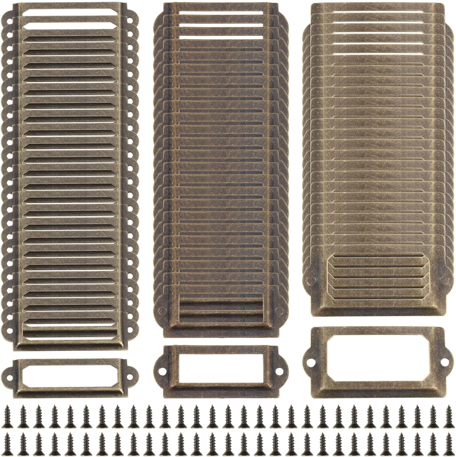 75 Pcs Iron Label Frame Antique Bronze Metal Label Holders Name Card ...