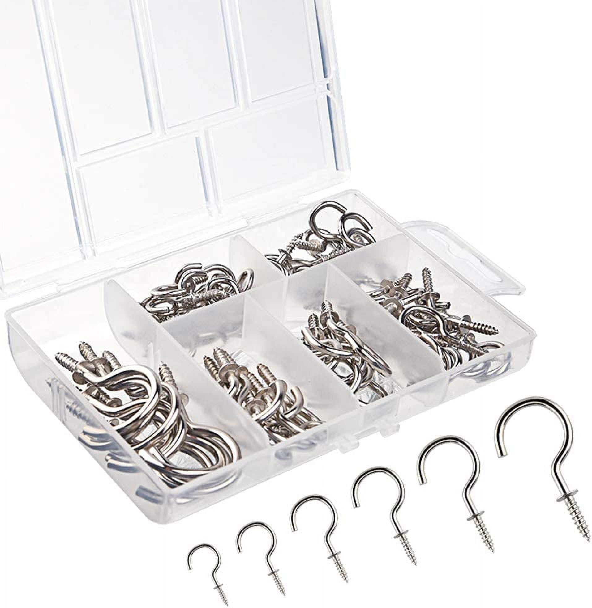 75 Pcs Multi-Size Nickel Plated Metal Ceiling Hooks Screw Cup Hook ...
