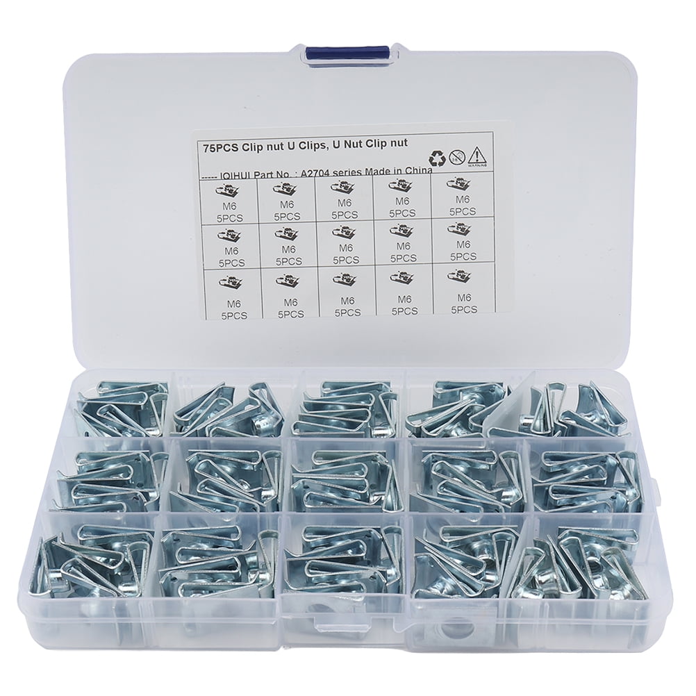 75 Pcs U Nut Fastener Kit Wheel Heavy Duty Key Chain Miss Silver ...