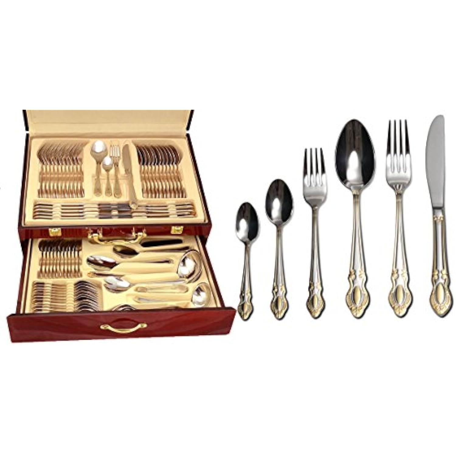 75-Piece Fine Flatware Set, Silverware Cutlery Dining Service for 12 ...