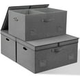 75 Quart Extra Large Decorative Storage Bins with Lids, 3 Pack Gray ...