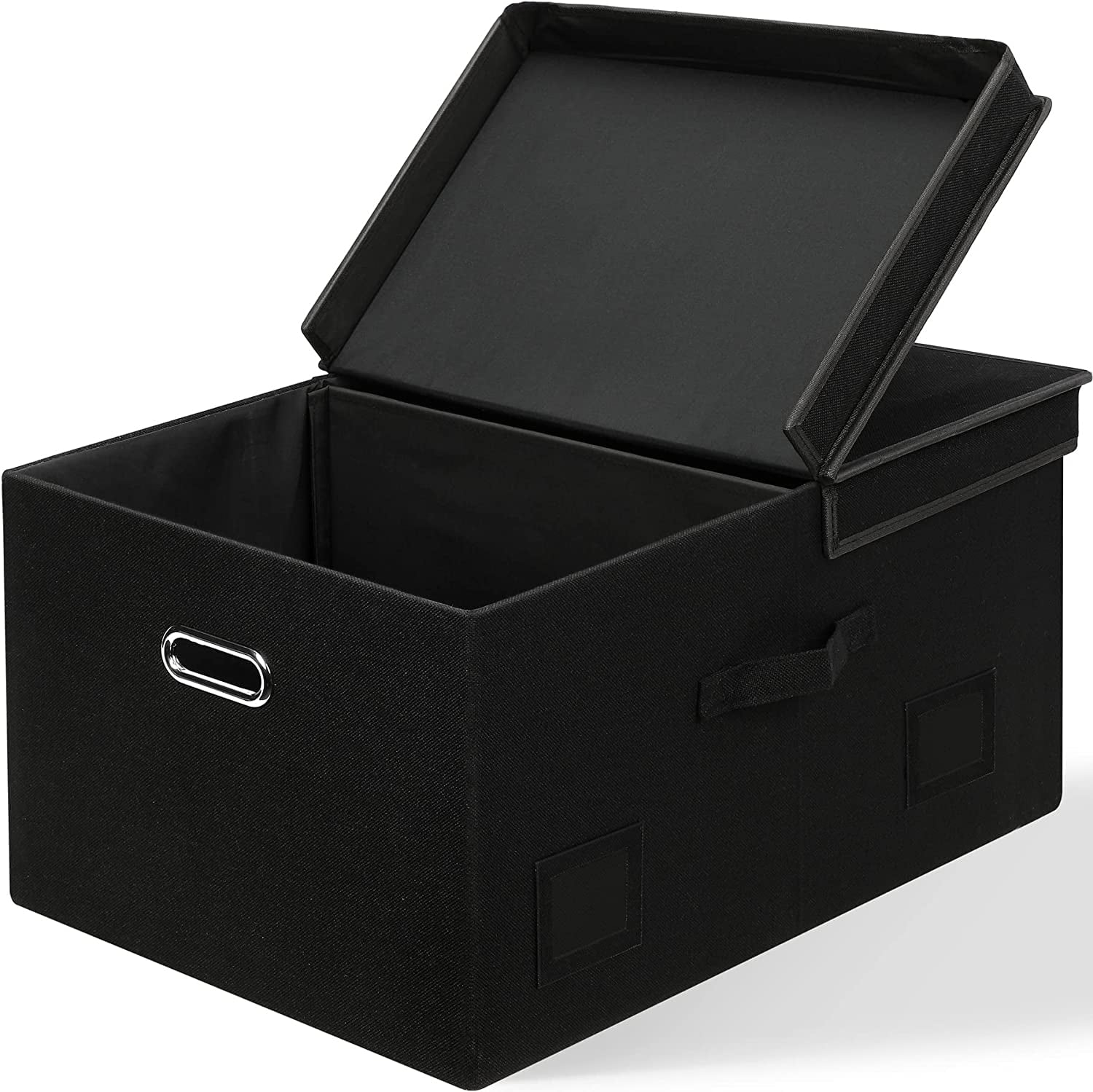 75 Quarts Extra Large Decorative Storage Bins with Lids, 1 Pack Black Collapsible Storage Bins ...