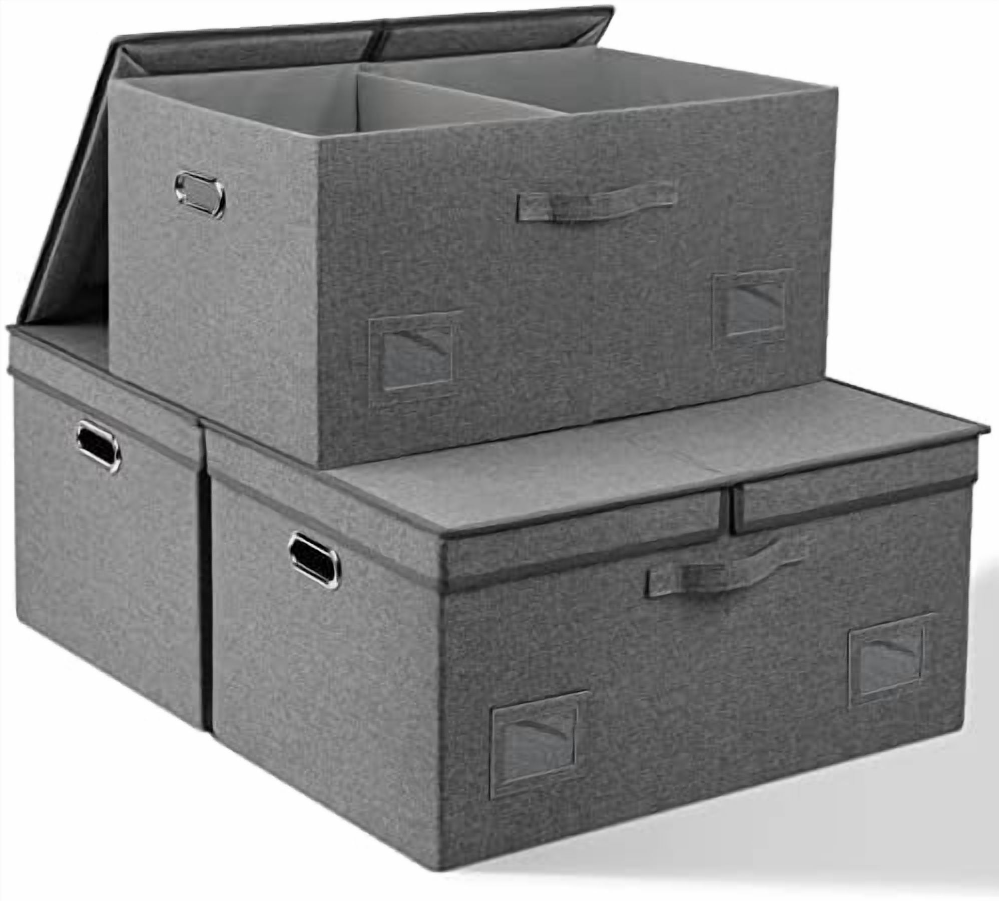 75 Quarts Extra Large Decorative Storage Bins with Lids, 3 Packs Gray ...