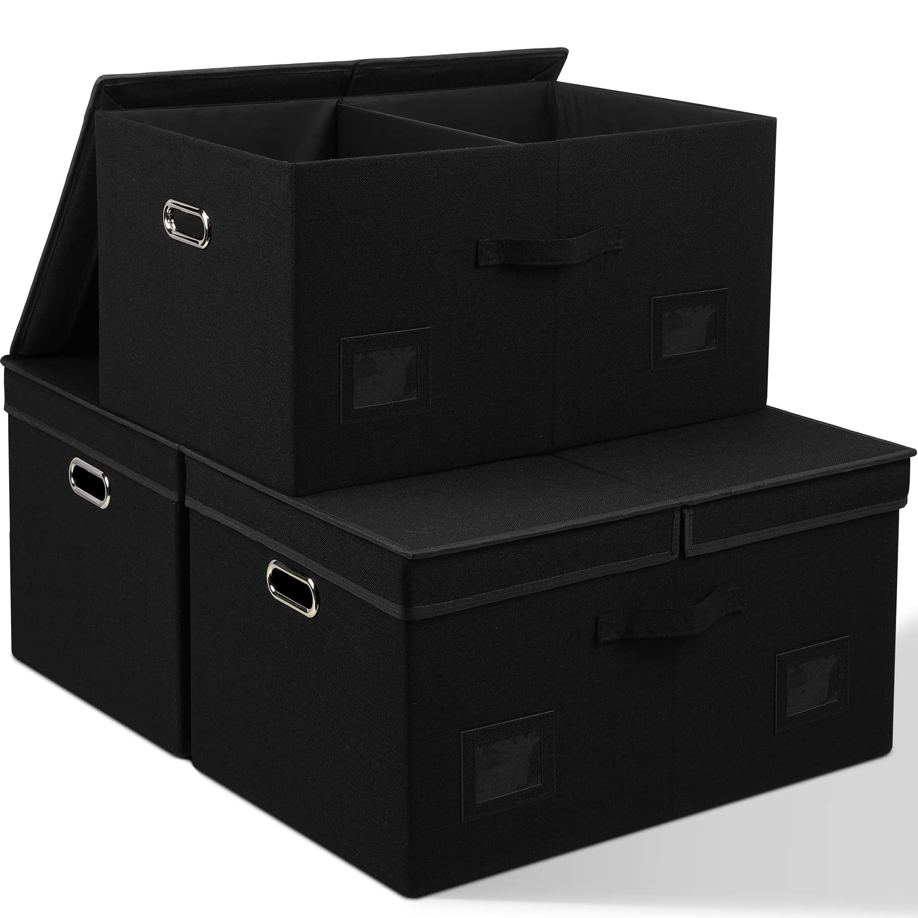 75 Quarts Extra Large Decorative Storbwith Lids 3 Packs Black ...