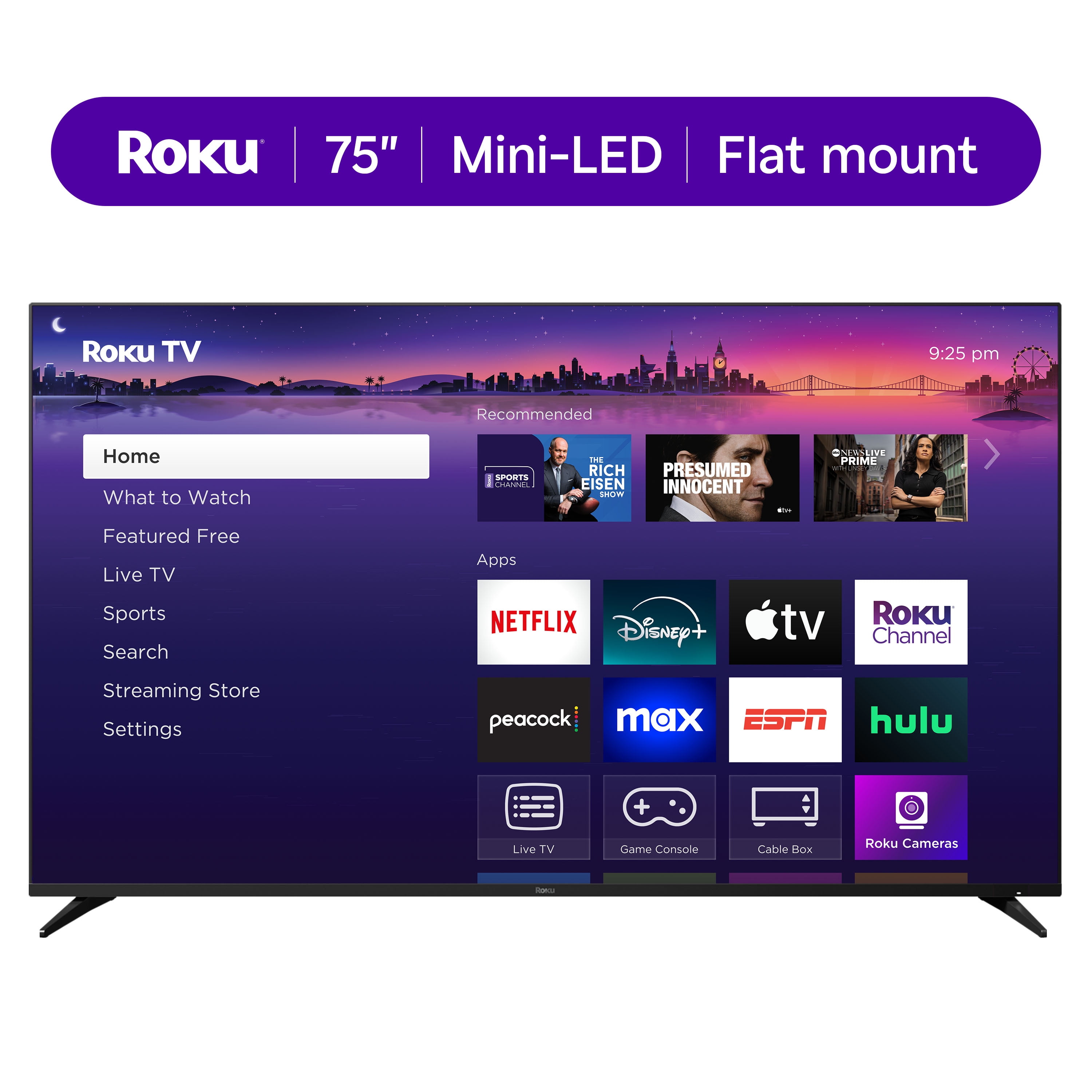 Roku Smart TV 2025 – 75-Inch Pro Series, 4K QLED Mini-LED – Roku TV ...