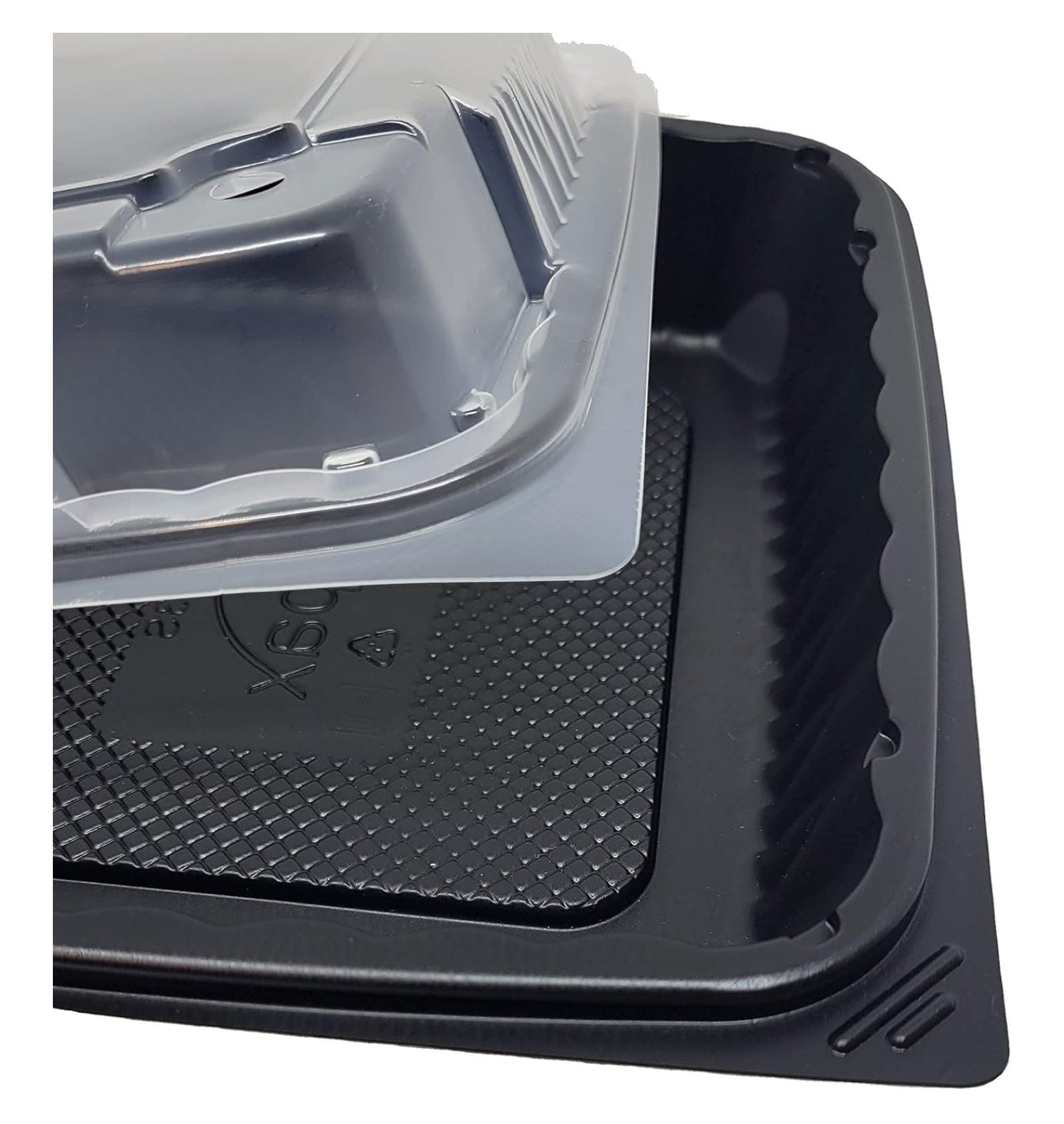 [75 Sets] PP Pebble Box Serving Tray and Vented Lid (9x9" 1 Compartment ...