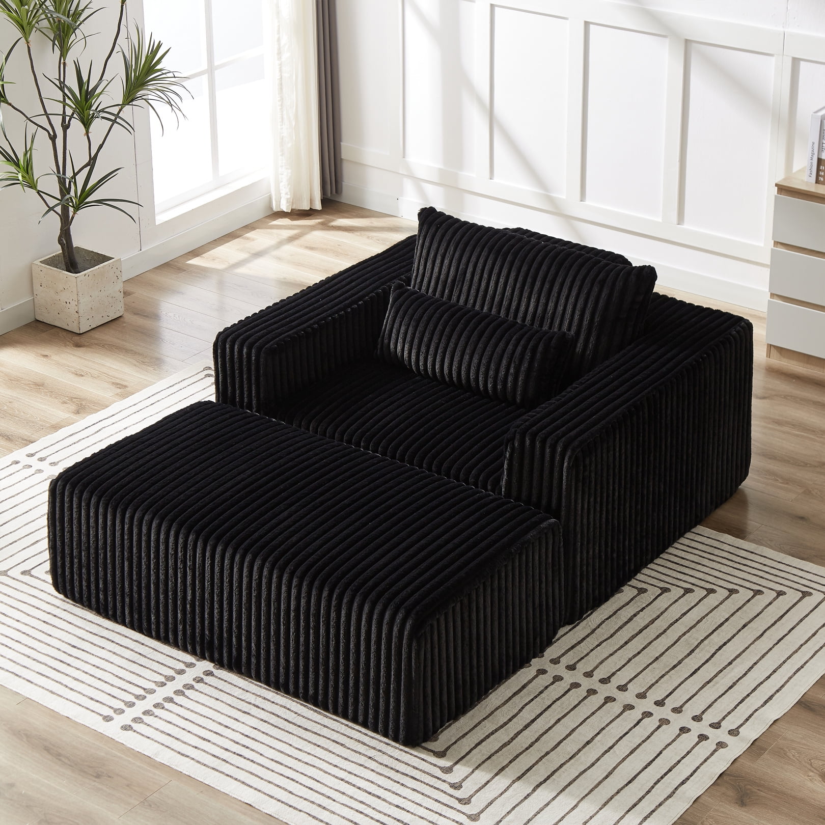 75" Sofa Lounge Chair, Modern Backrest Sofa with Corduroy Fabric ...