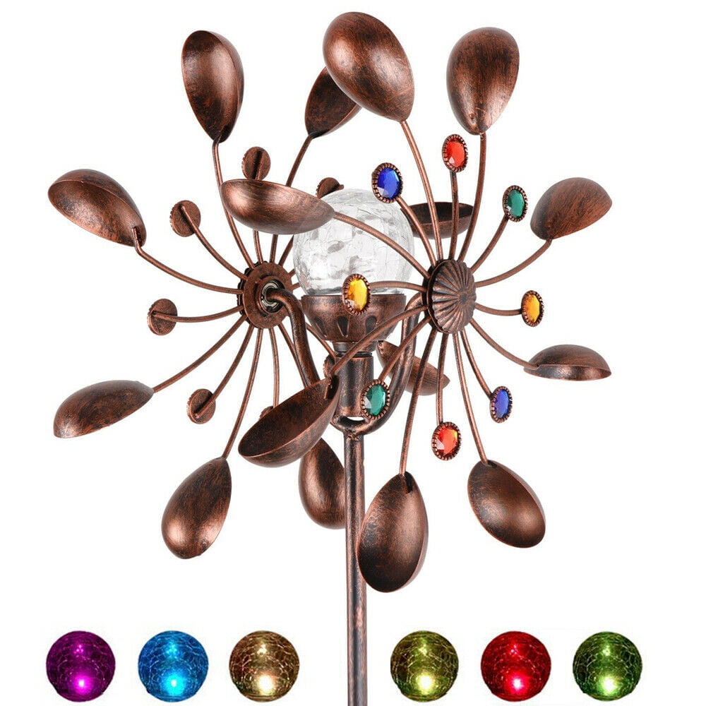 75" Solar Wind Spinner LED Lighting Dual Direction Solar Powered ...