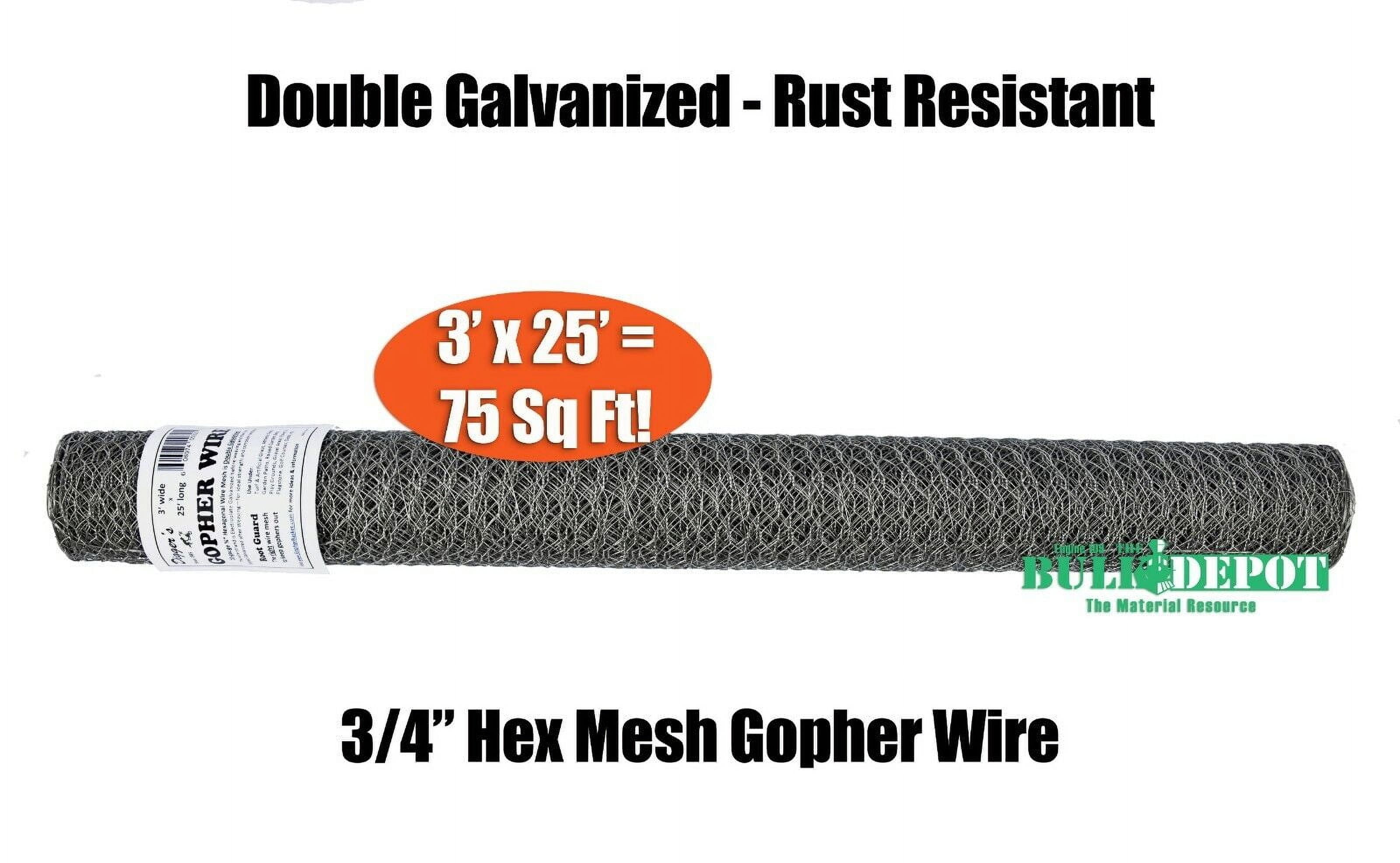 75 Sq Ft Digger's Root Guard Double Galvanized 3/4" Hex Gopher Wire ...