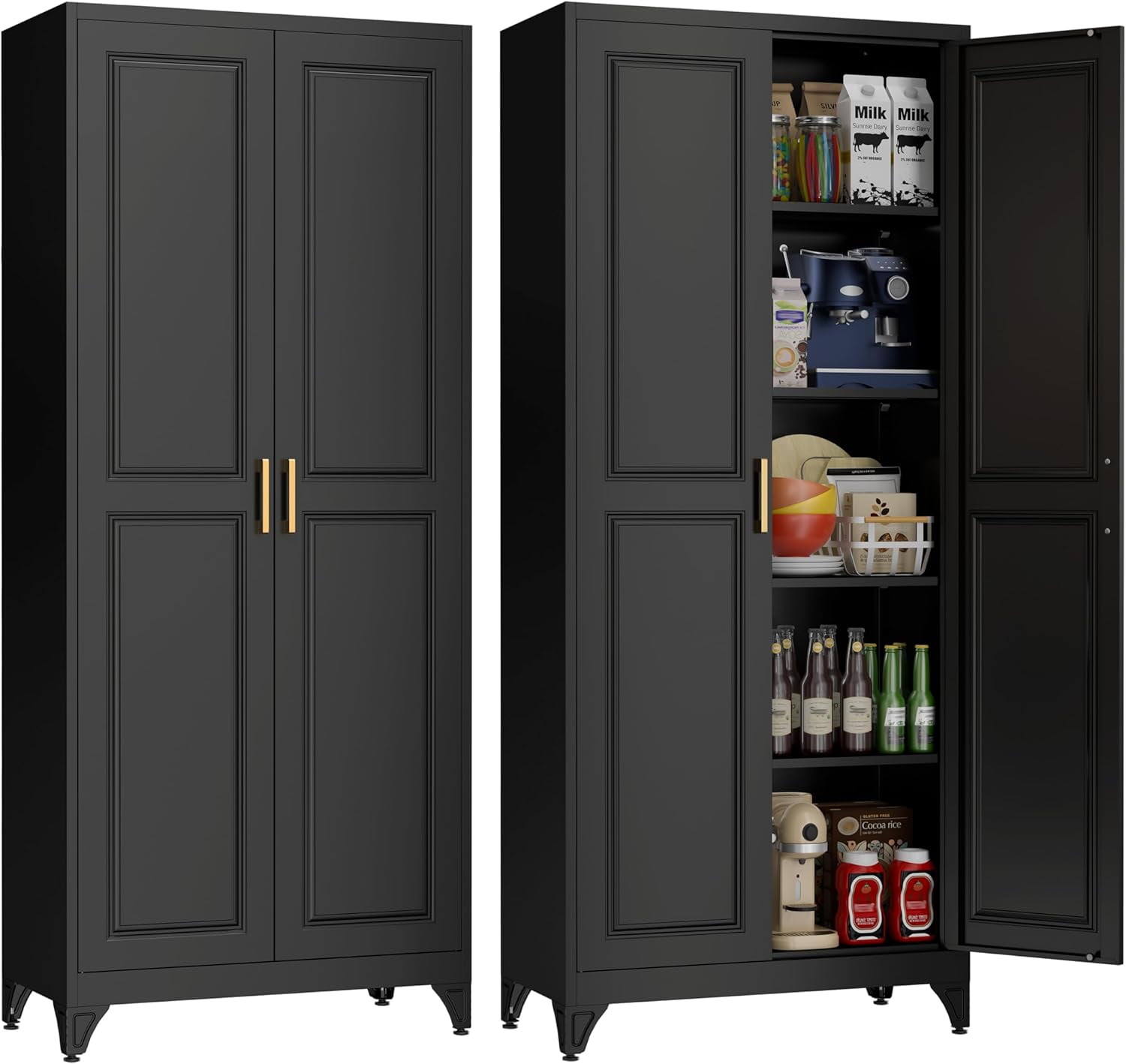 75" Storage Cabinet, Metal Pantry Cabinet, Kitchen Pantry Storage ...