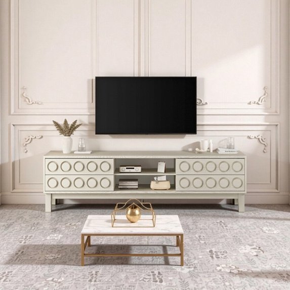 75" TV Stand Media Console With 4 Drawers Solid Wood & MDF ...