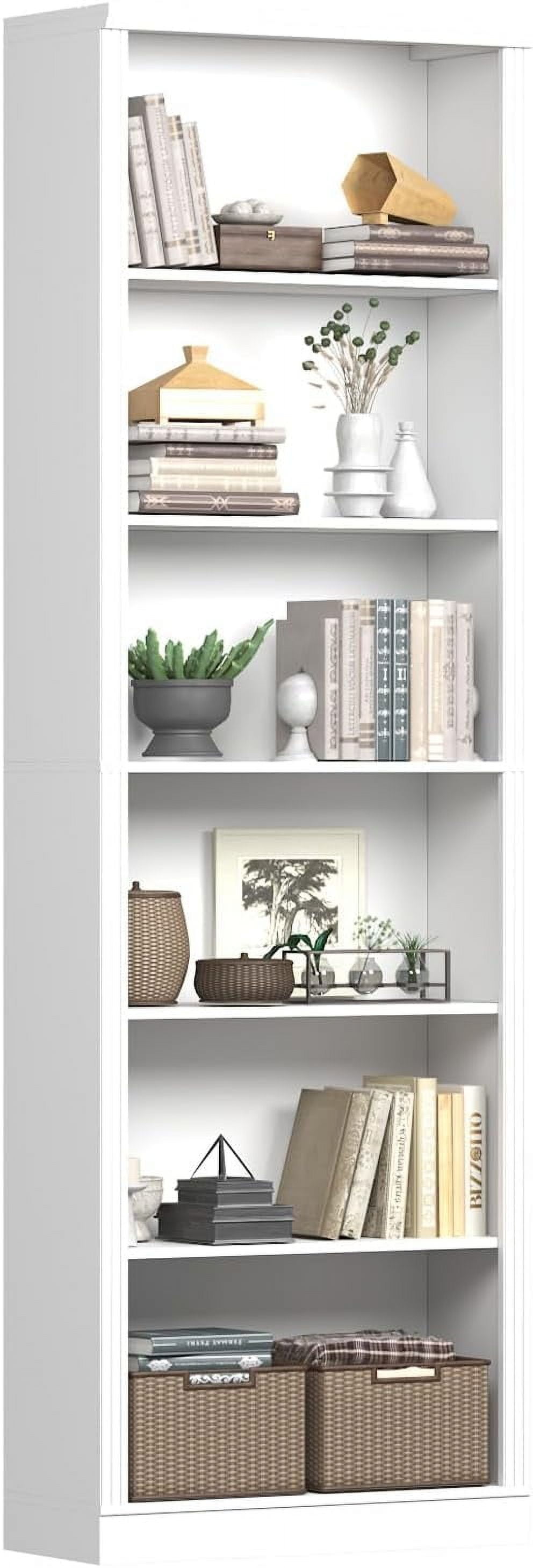 75" Tall Bookshelf & Bookcase, 6-Tier Adjustable Storage Shelves, Book ...