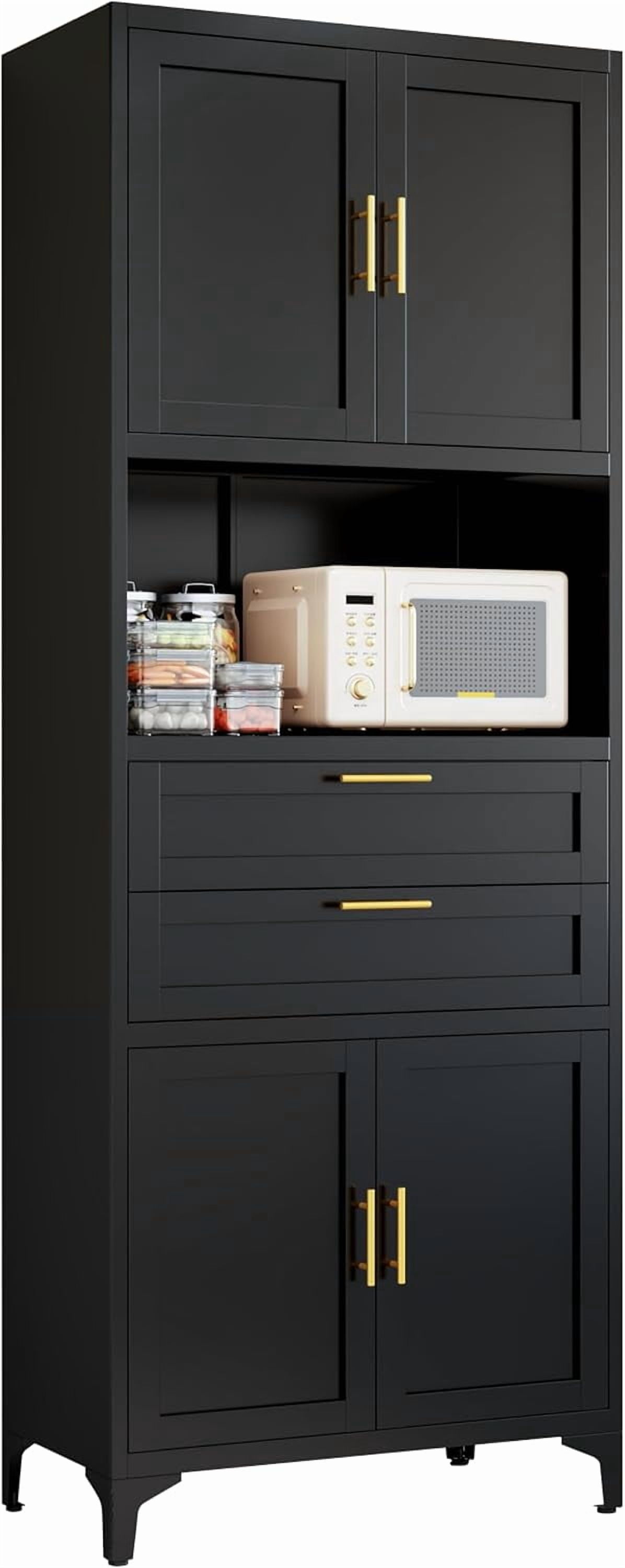 75” Tall Kitchen Pantry Storage Cabinet, Metal Storage Cabinet with 2 ...