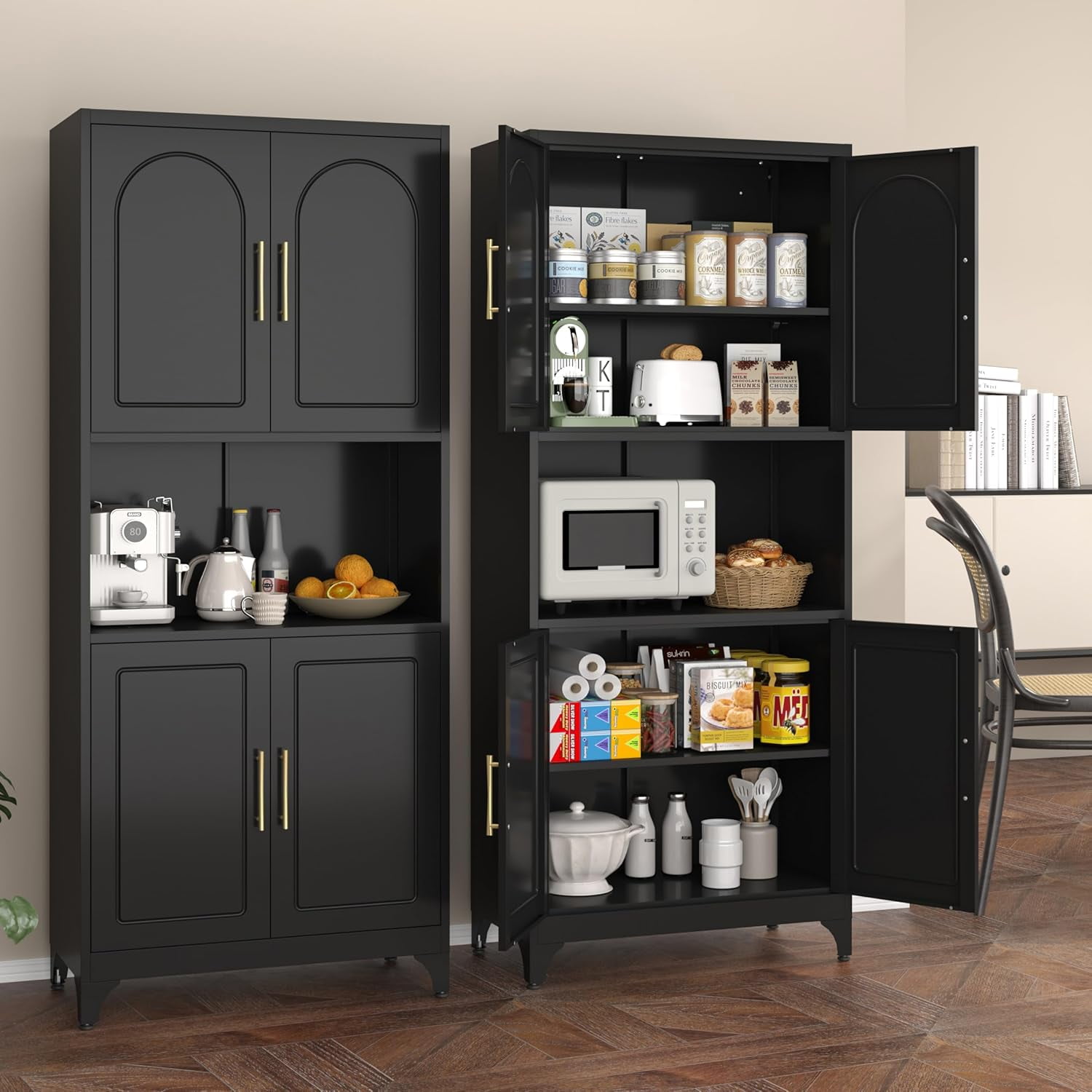 75" Tall Kitchen Pantry Storage Cabinet, Pantry Cabinet with Doors and ...