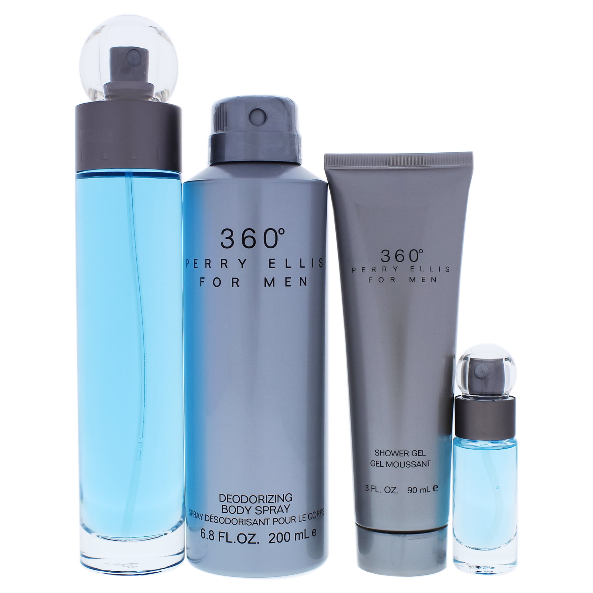 ($75 Value) Perry Ellis 360 Cologne Gift Set for Men, 4 Pieces ...