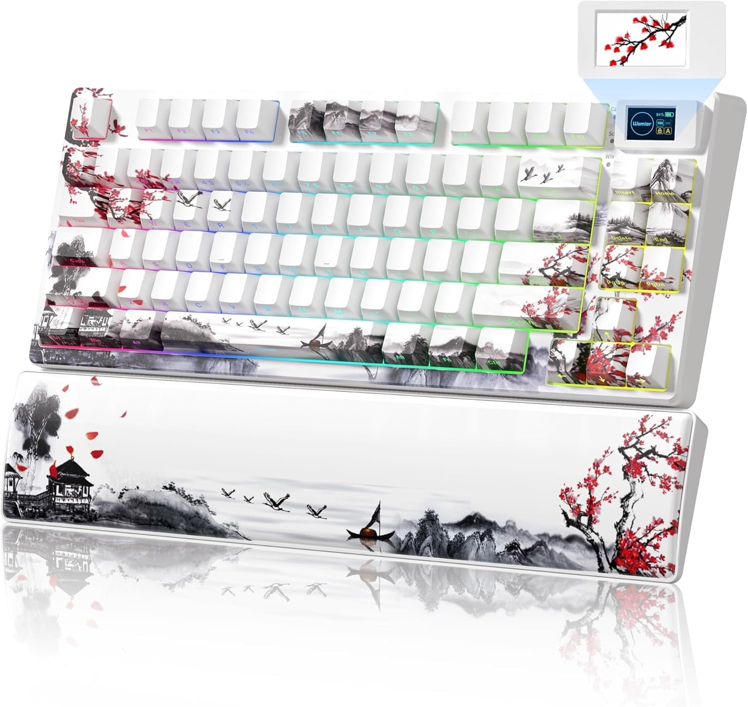 75% Wireless Mechanical Keyboard with Color Multimedia Screen Gaming ...