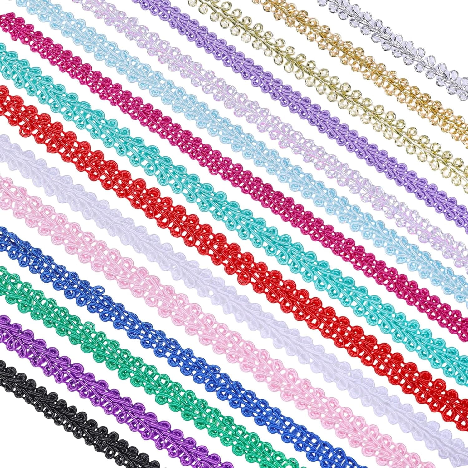 75 Yards 15 Colors Tiny Wave Gimp Braid Trims for Clothes Sewing Craft ...
