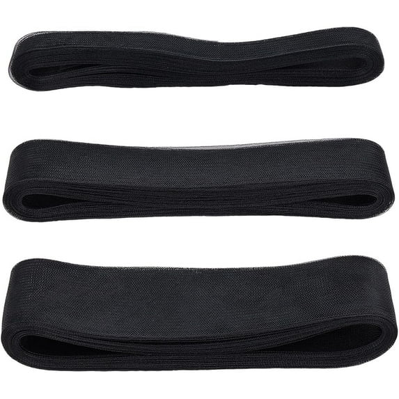 75 Yards 3 Rolls Black Elastic Mesh Fabric Ribbon Polyester Trim ...