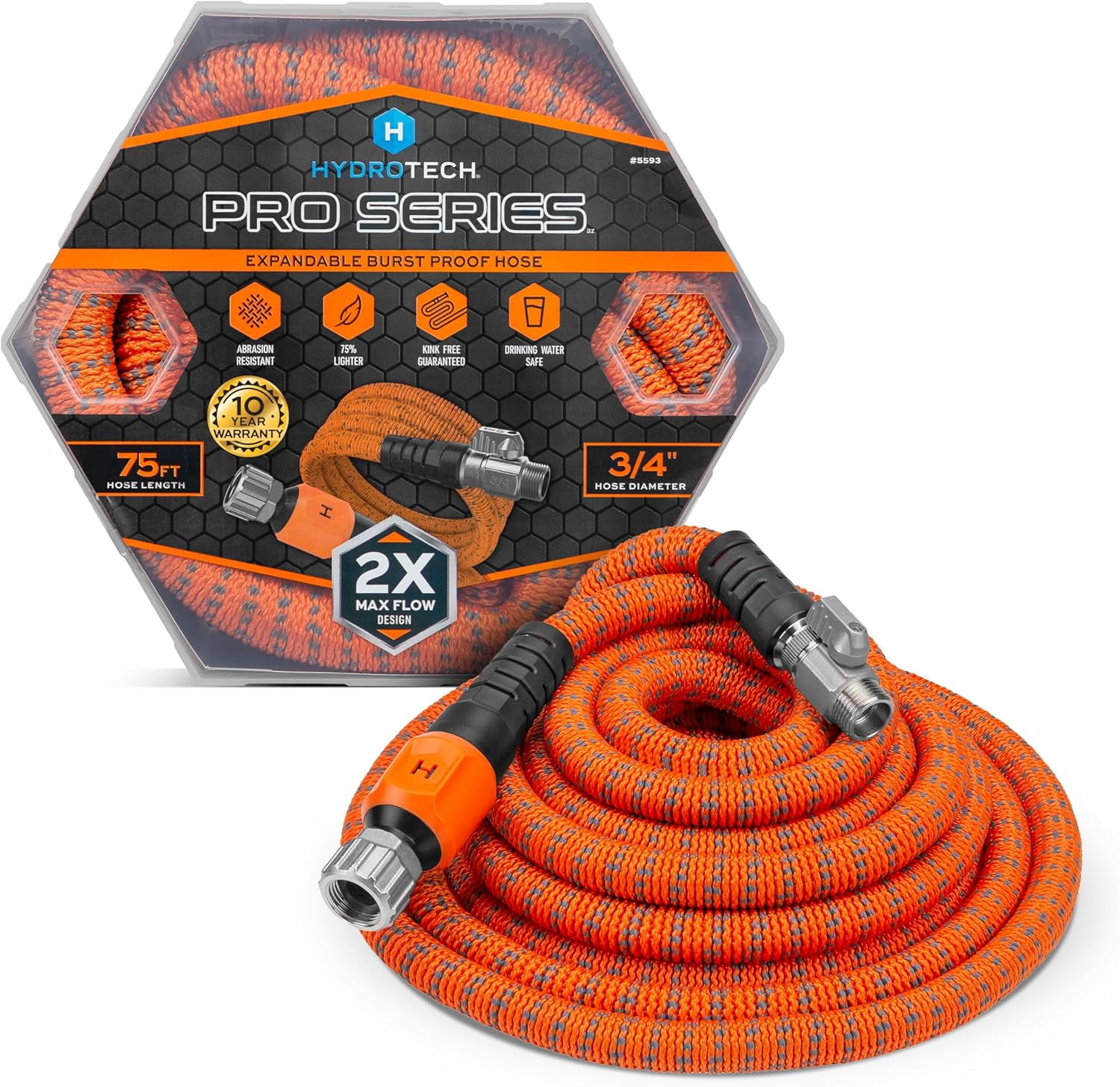 75 ft Expandable Garden Hose - Pro Series, 2x Max Flow, 3/4" No-Kink ...