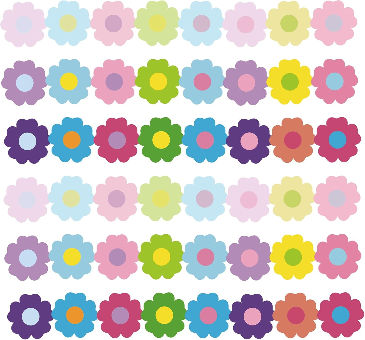 75 ft Flower Theme Bulletin Board Borders Colorful Pastel Flower ...