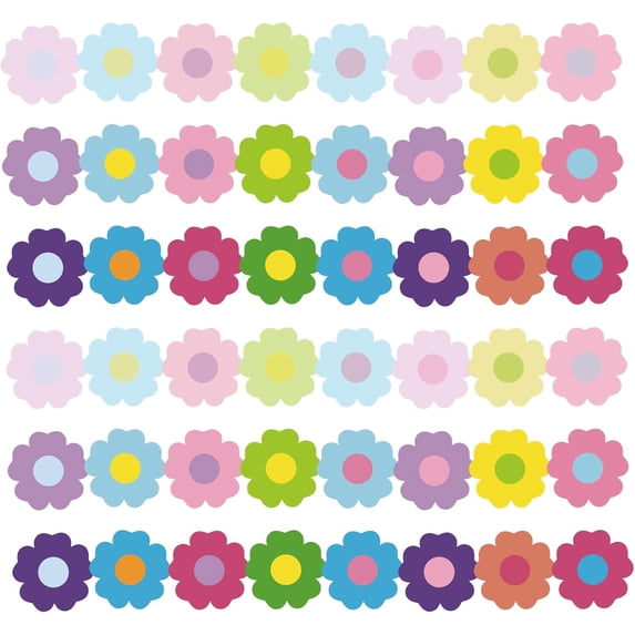75 ft Flower Theme Bulletin Board Borders Colorful Pastel Flower ...
