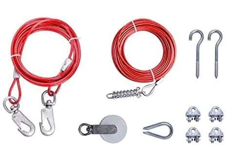 75-ft Red Vinyl Coated Dog Trolley Exerciser Dog Run Cable, Dog Pulley ...