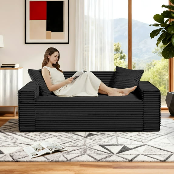 75 inch Cloud Boneless Couch for Living Room 3-Seater with Pillows ...