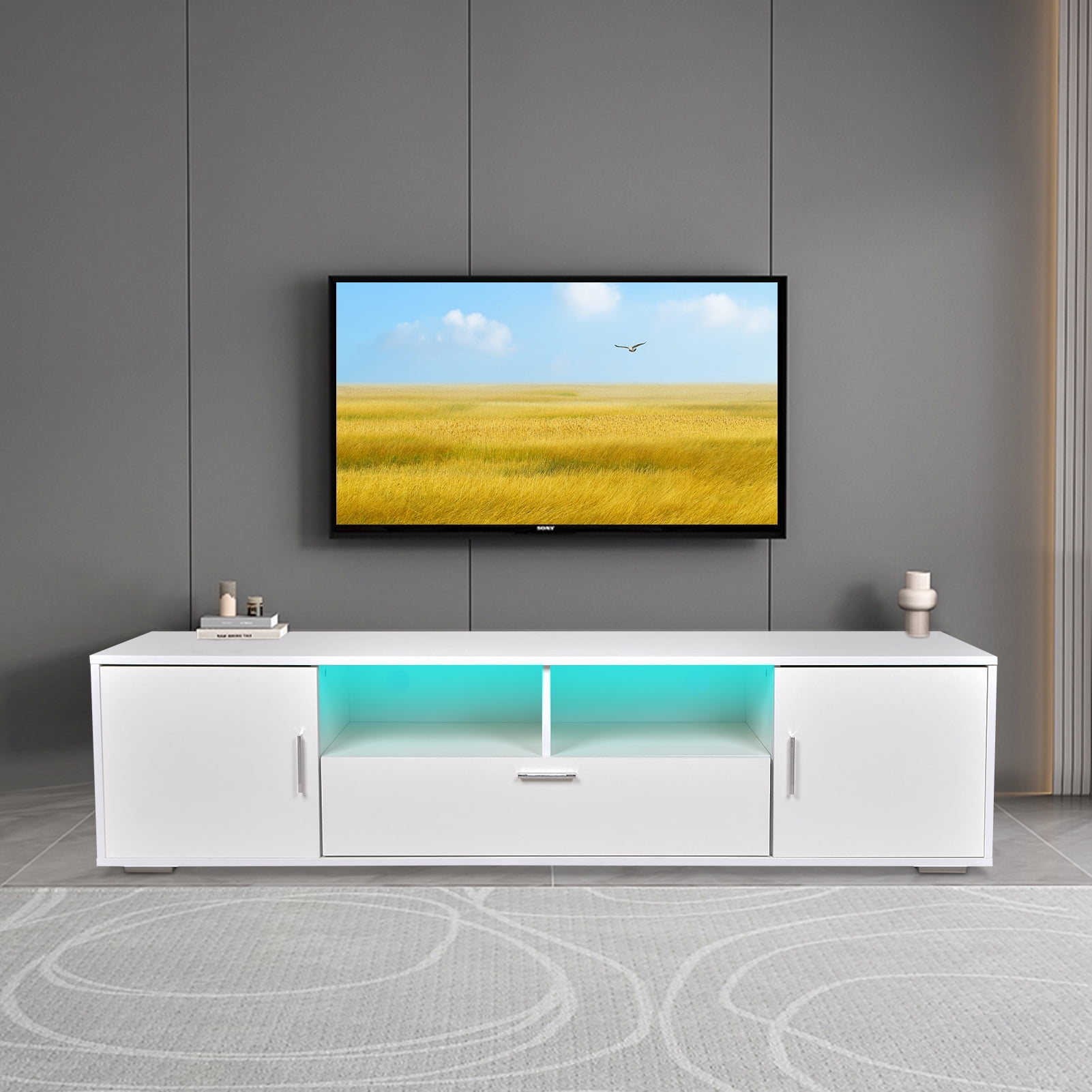 75 inch LED TV stand, Modern Storage TV Cabinet with Drawer ...