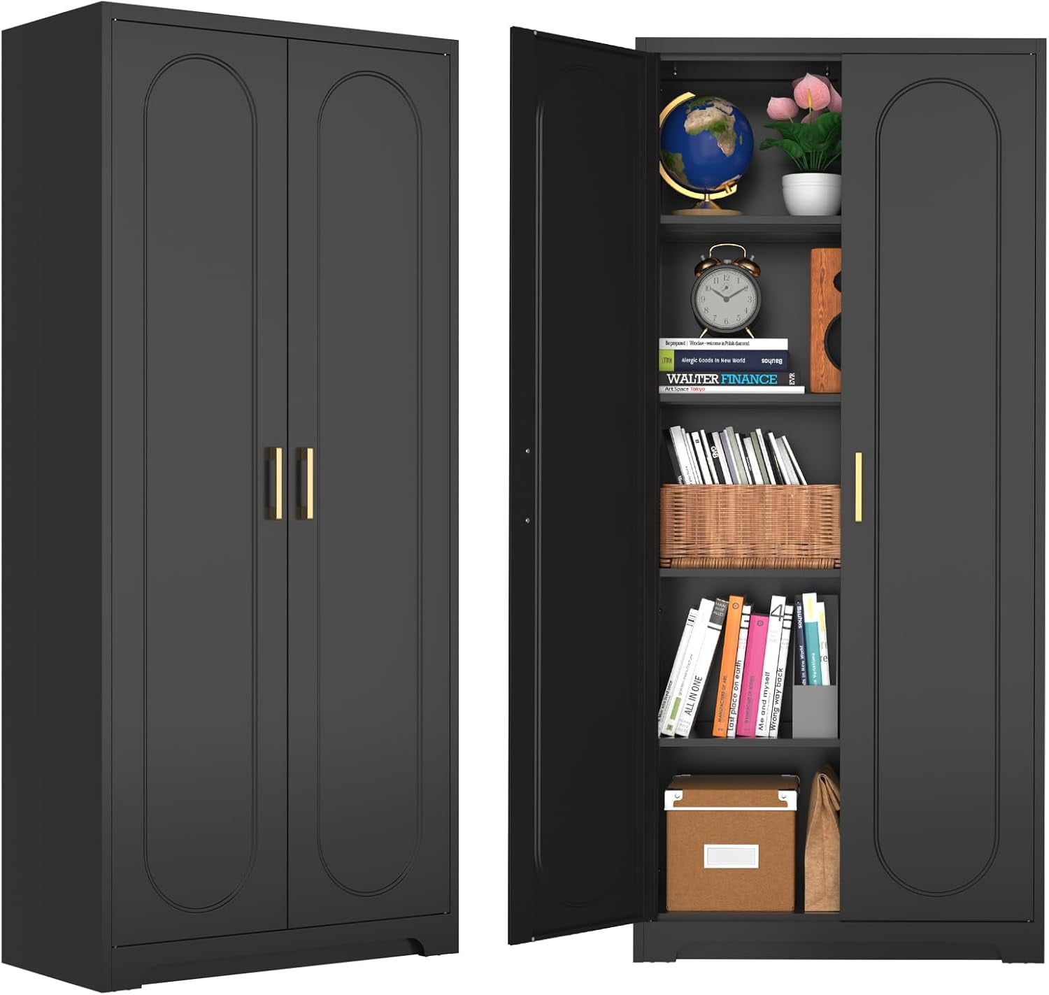 75\u201D Pantry Storage Cabinet Tall Storage Cabinet with Drawers and ...