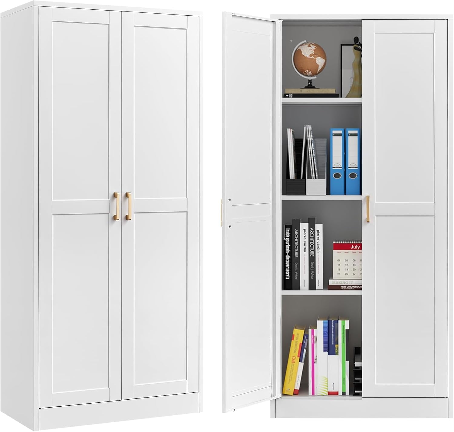 75\u201D Pantry Storage Cabinet Tall Storage Cabinet with Drawers and ...