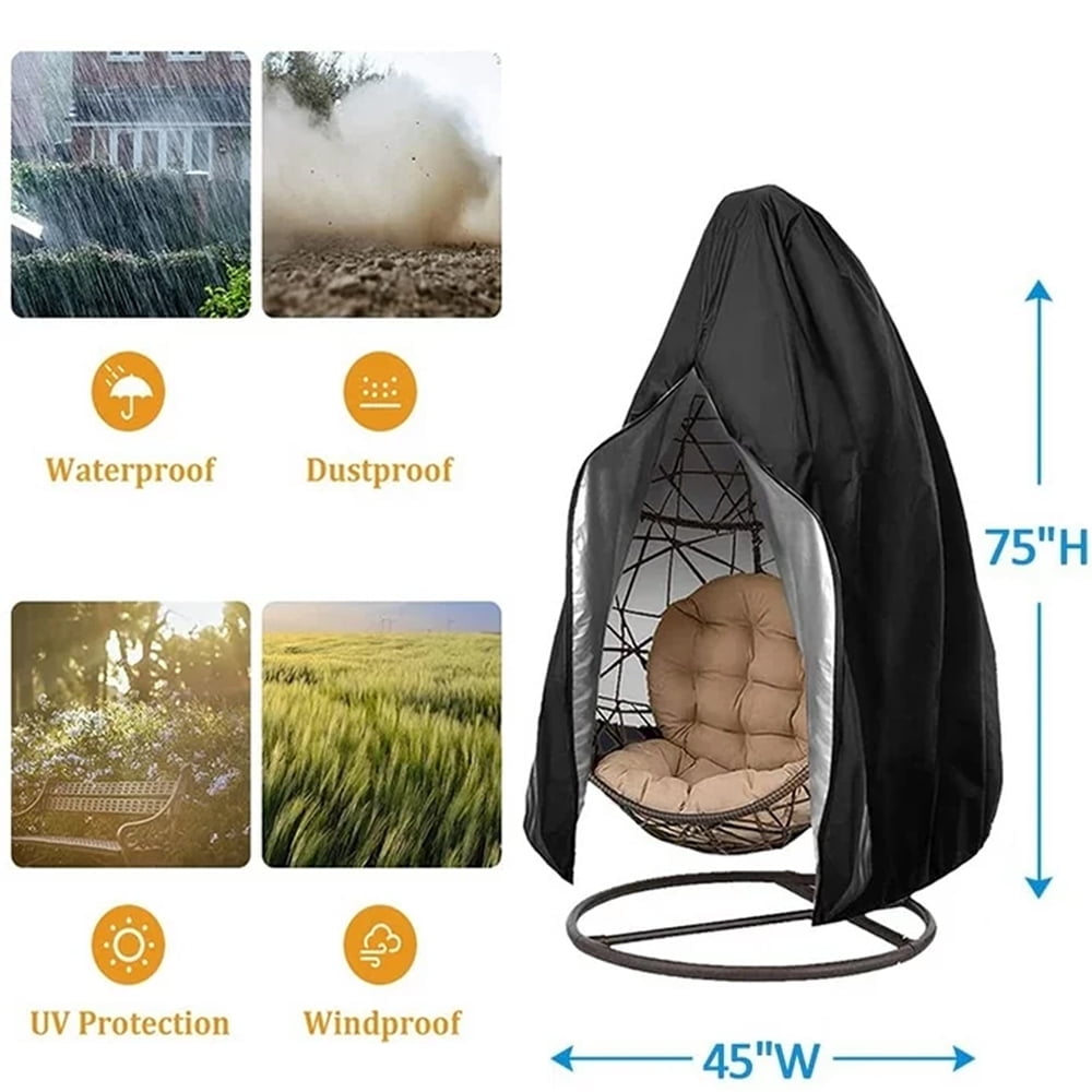 75 x 45 inches Egg Chair Cover Waterproof Swing Chair Cover with Zipper ...