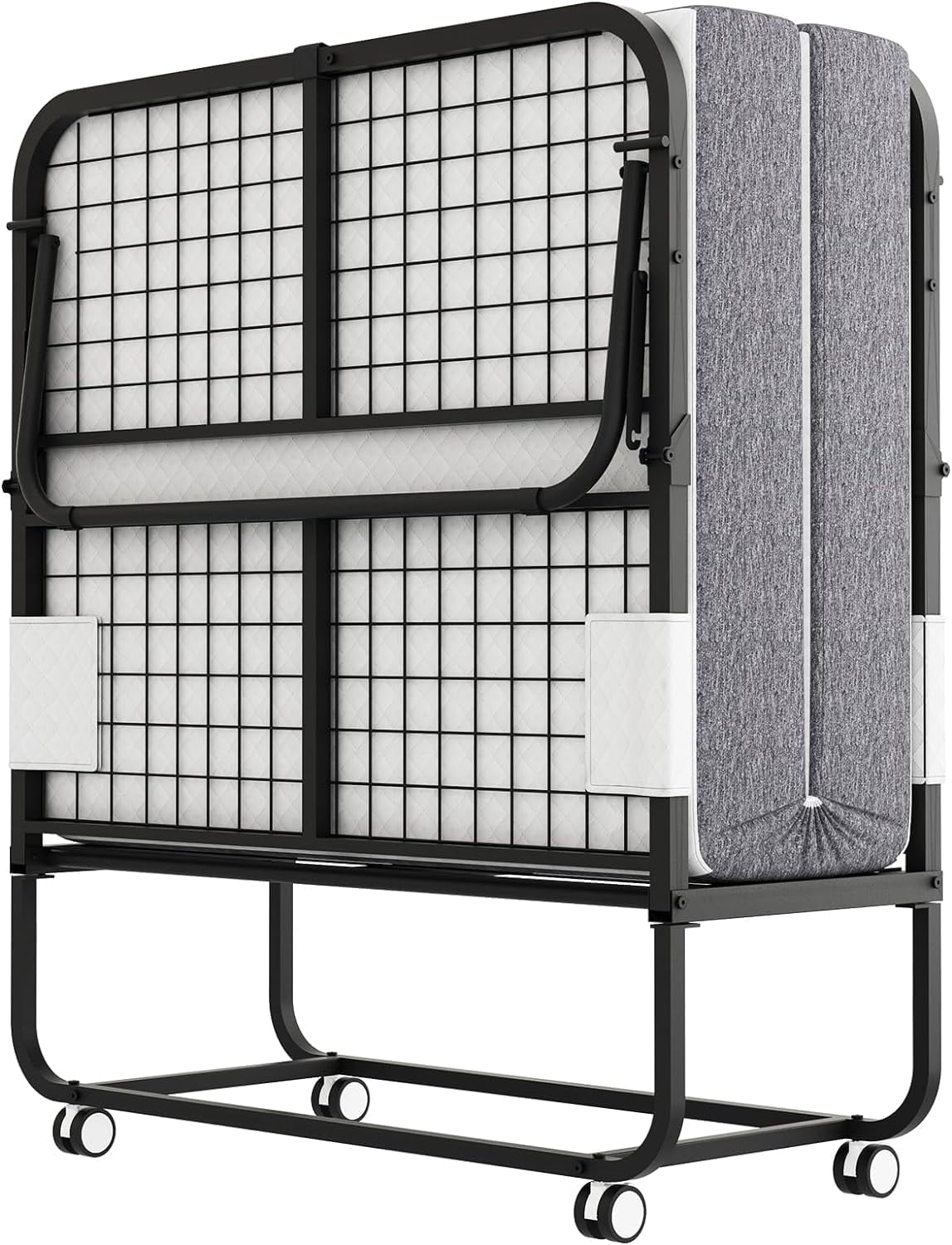 75" x 46"Folding Bed with Mattress, Large Rollaway Bed for Adults, Fold ...