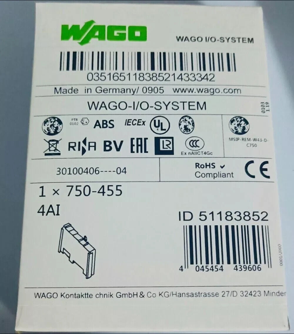 750-455 New WAGO 750-455 4-Channel Analog Input PLC Module In Box - Walmart.com