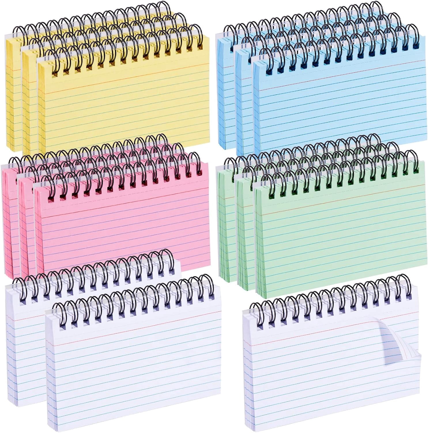 750 Pcs/ 15 Pads Spiral Index Cards 3x5 Inch Ruled Flash Cards with ...
