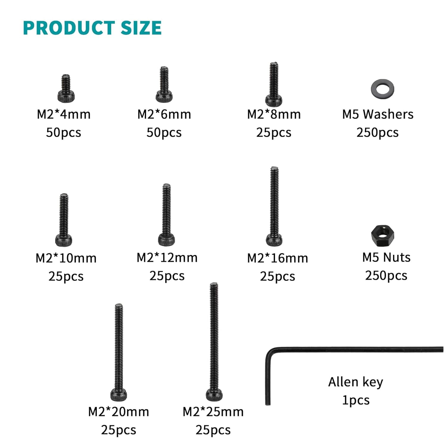 750 Pcs M2 Screws Bolts and Nuts Assortment Kit, Small Hex Socket Head ...