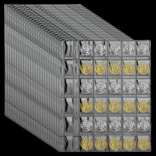 750 Pockets Coin Binder Pages, 25 Sheets 30 Pocket Coin Pages, Clear ...