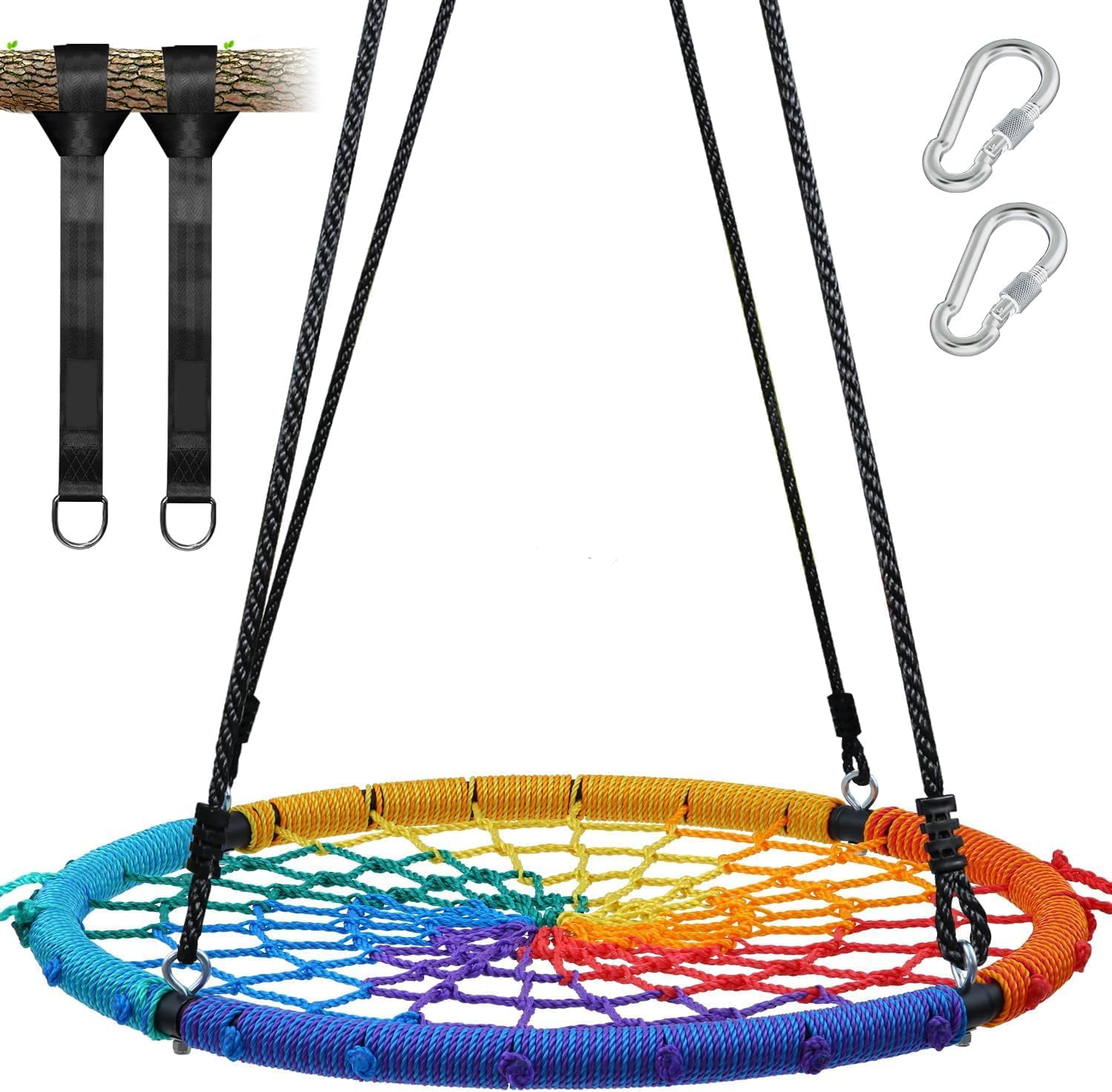 750 lb Spider Web Saucer Swing 40 inch for Tree Kids with Steel Frame ...